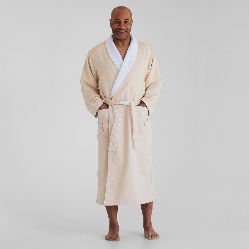 Luxury Spa Robes | Classic Terry Cloth Bathrobe | Ivory & White ...