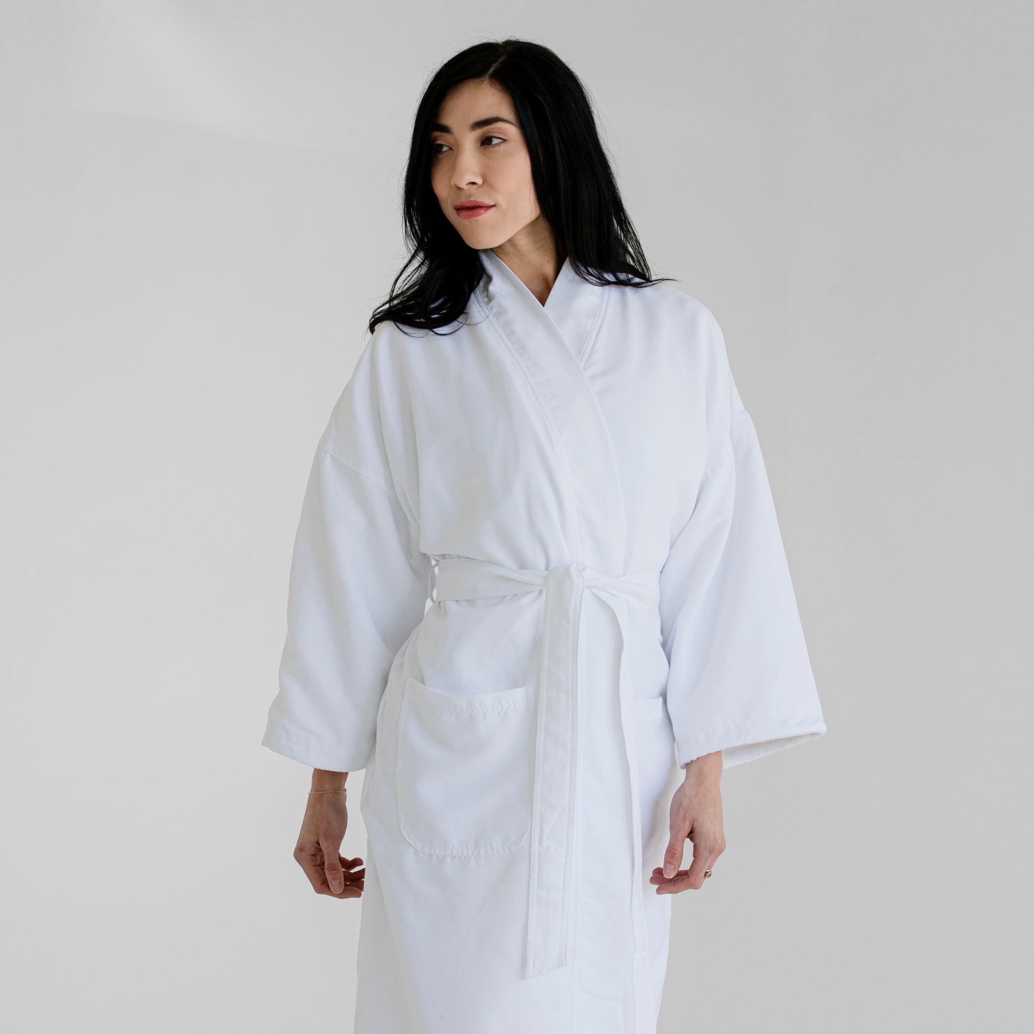 Kimono Plush Bathrobe | White | Luxury Spa Robe