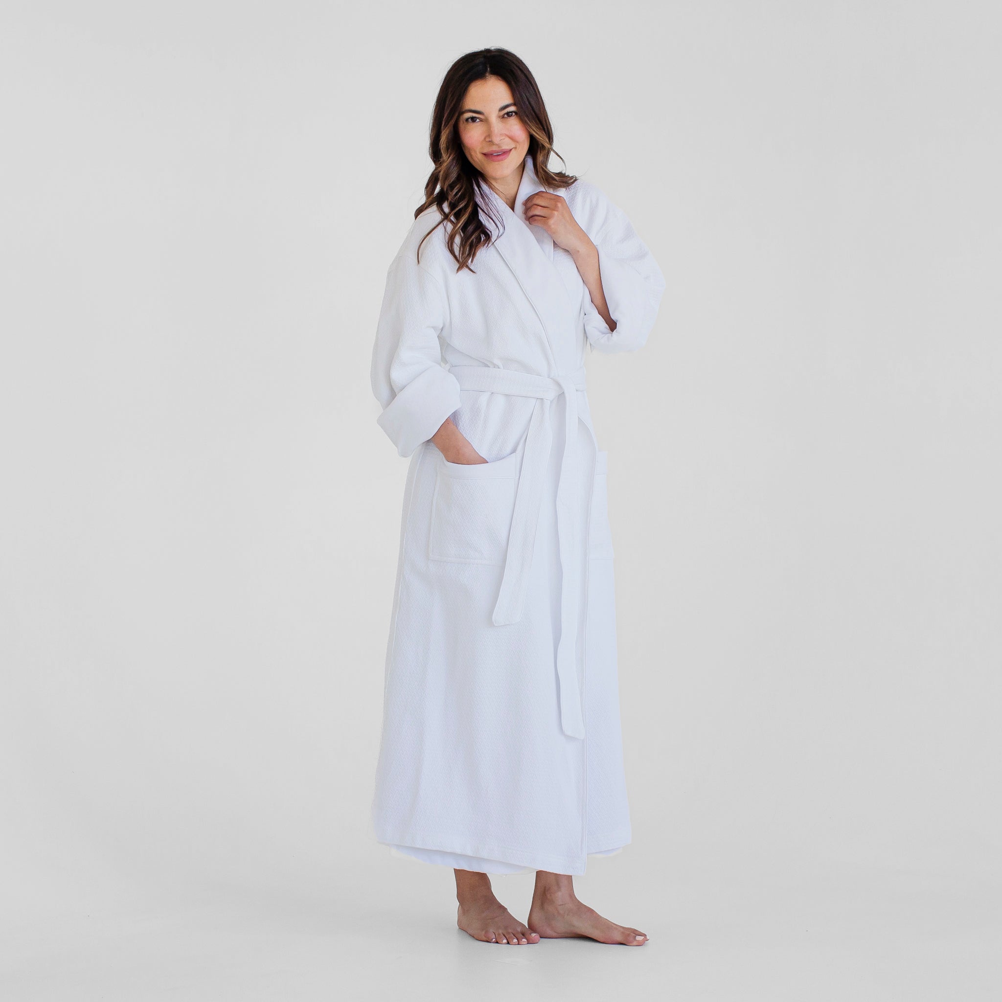 Luxury Spa Robes | Hotel Waffle & Terry Cloth Bathrobe | White | Luxury Spa Robes